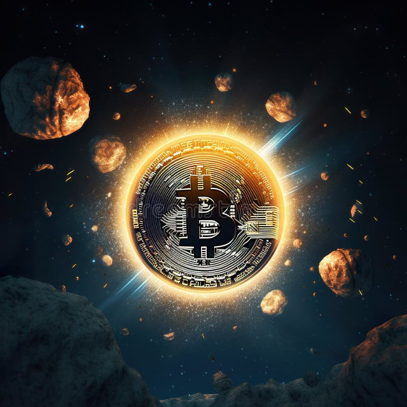 A Bitcoin Flying through the Air Surrounded by Space. AI Generative ...