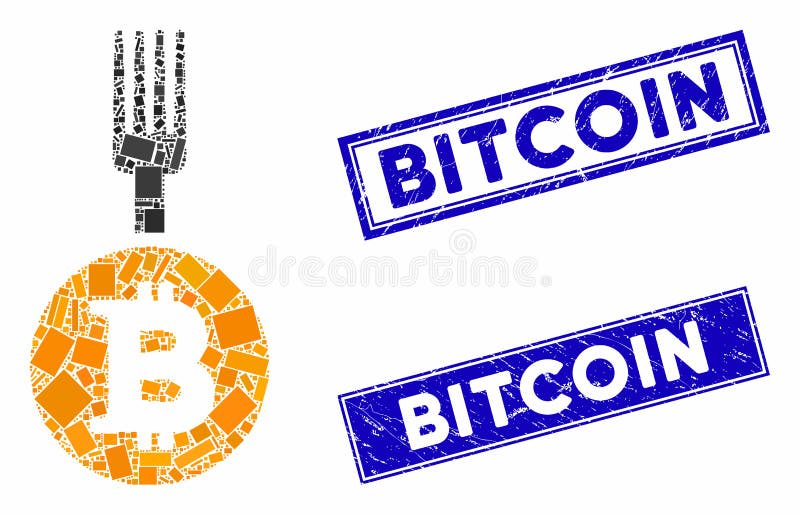 Bitcoin Fork Mosaic and Scratched Rectangle Watermarks Stock Vector ...