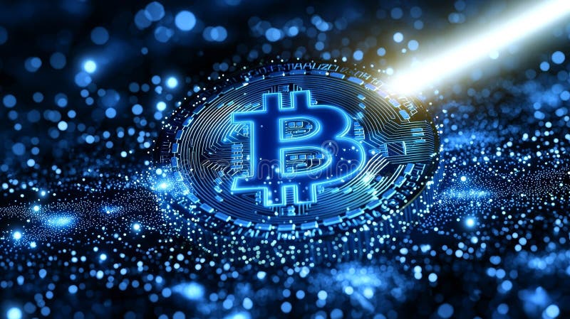 Bitcoin Glow stock illustration. Illustration of financial - 336247017