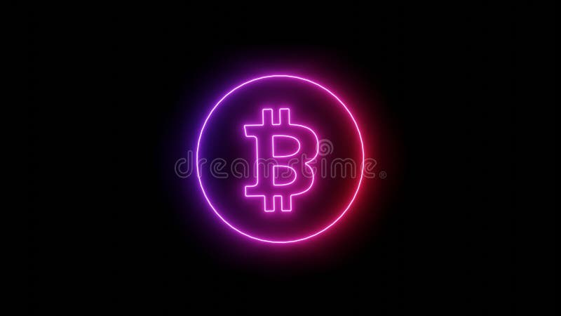 Bitcoin Glowing Logo in Neon Light Neon Sign Stock Illustration ...