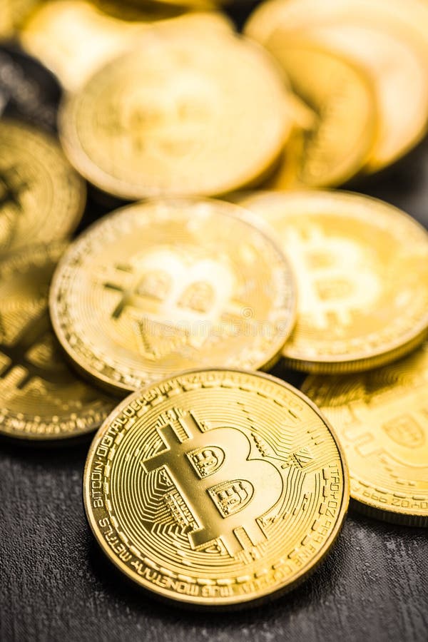 Bitcoin Gold Coin on Black Table Stock Photo - Image of economy, crypto ...
