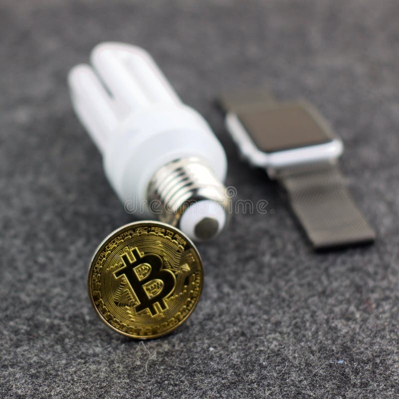 Bitcoin Gold Coin Bulb and Smartwatch Stock Image - Image of time, bulb ...