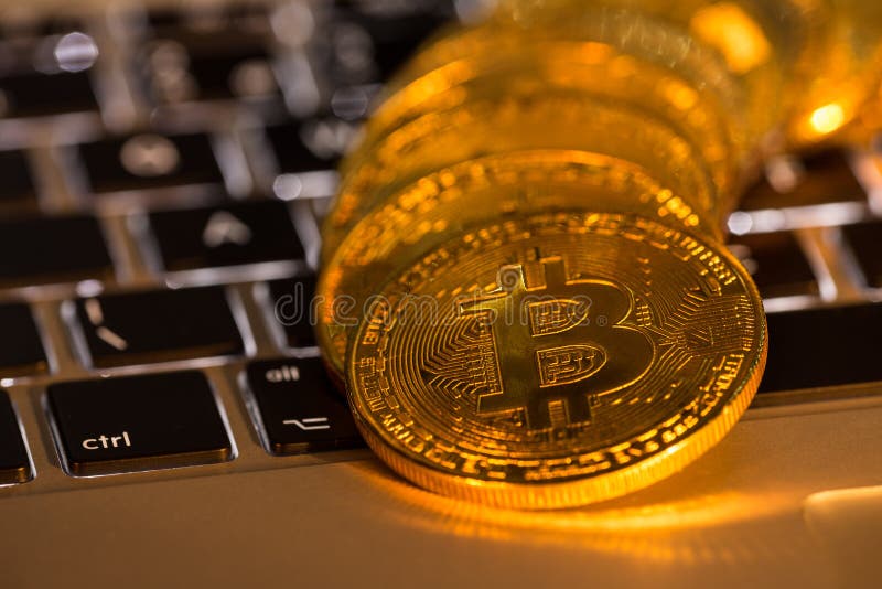 Bitcoin Gold Coin with Computer Keyboard Stock Image - Image of ...