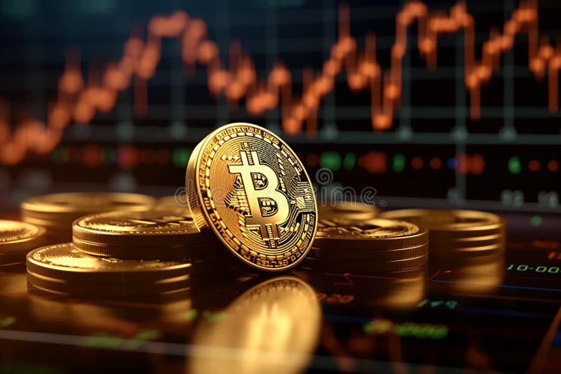 Bitcoin Gold Coin and Defocused Chart Background Stock Illustration ...