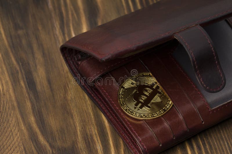Bitcoin Gold Coin with Wallet, Close-up. a Physical Bitcoin Stock Photo ...