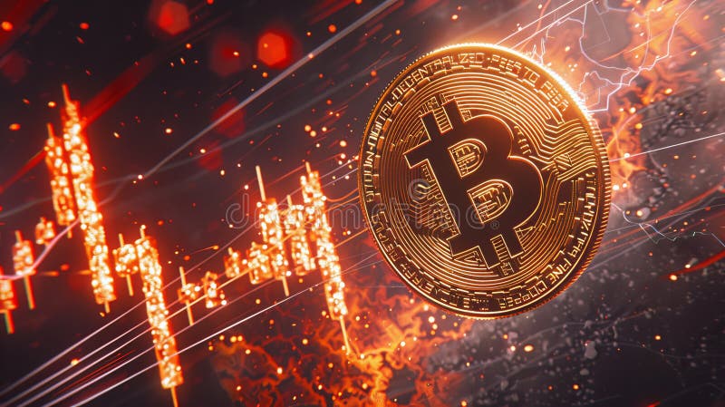 Bitcoin Gold Coins Against Blurred Financial Chart Background for a ...