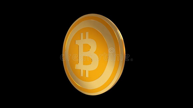 Bitcoin, Gold Cryptocurrency Coin Isolated on Black Background, Side ...