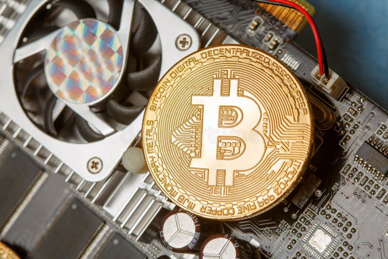 Bitcoin Stand on Motherboard Stock Image - Image of golden, crypto ...