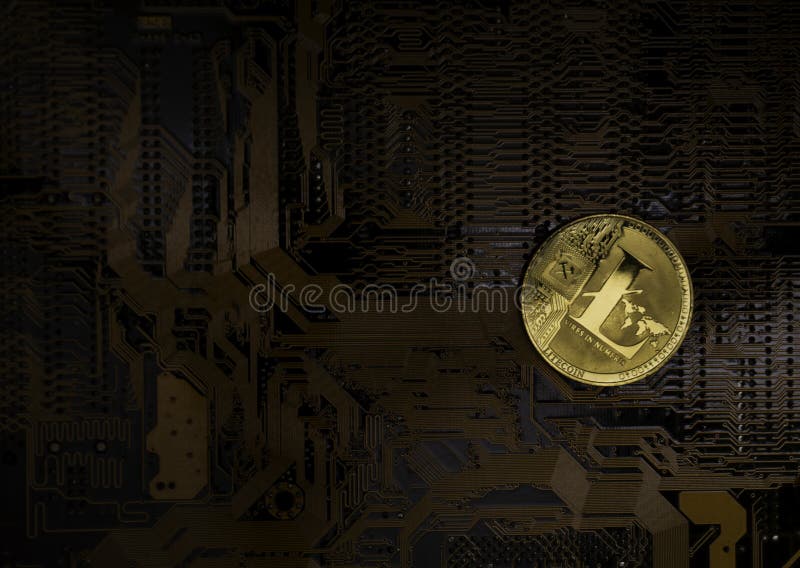 Bitcoin Golden Coin on Computer Circuit Board. Stock Photo - Image of ...