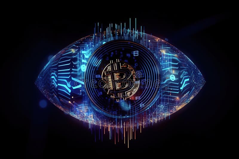 Bitcoin blue stock illustration. Illustration of bright - 285269197