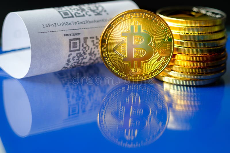 Bitcoin Golden Coins and Paper Receipt Stock Image - Image of cold ...