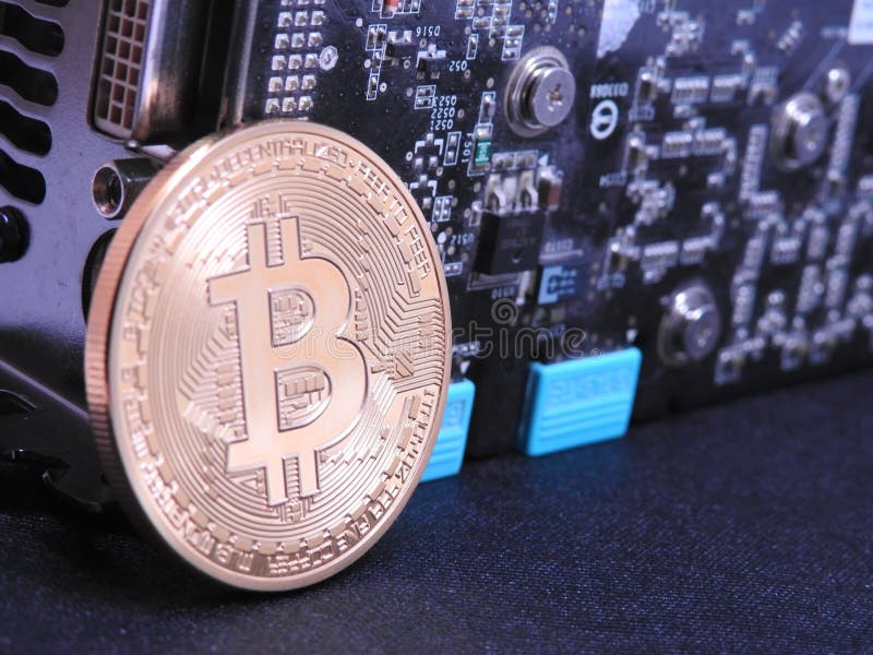 Bitcoin on Top of Graphics Processing Unit or GPU Stock Image - Image ...