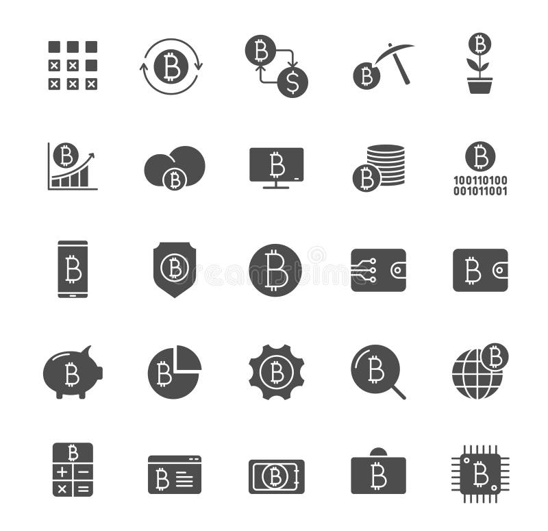 Bitcoin Grey Silhouette Vector Icons Stock Vector - Illustration of ...