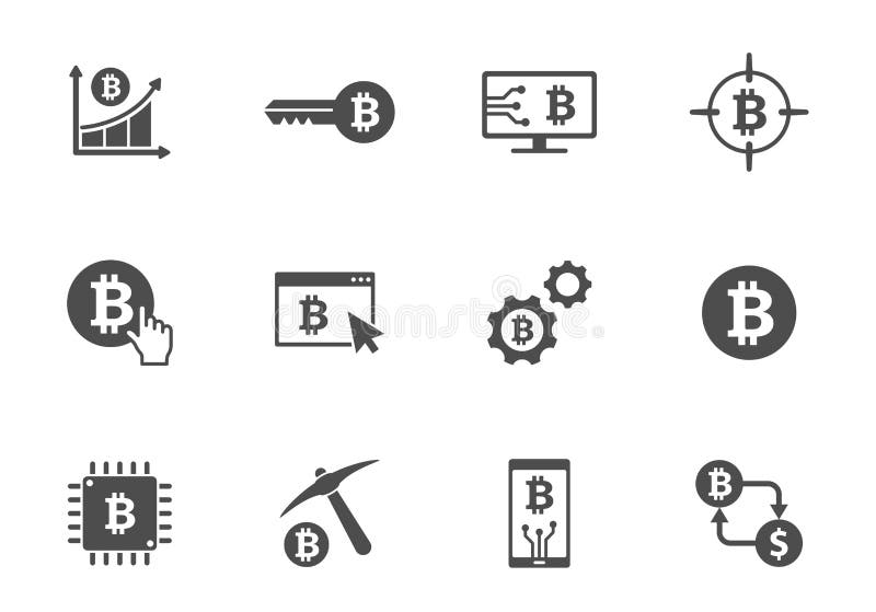 Bitcoin Grey Silhouette Vector Icons Stock Vector - Illustration of ...