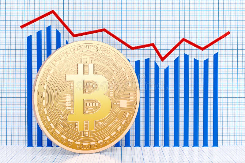 Bitcoin with Growing Chart. 3D Stock Illustration - Illustration of ...