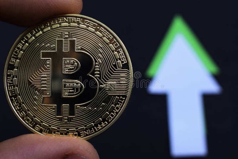 Bitcoin Grows in Price, the Price of Bitcoin Increases Stock Photo ...