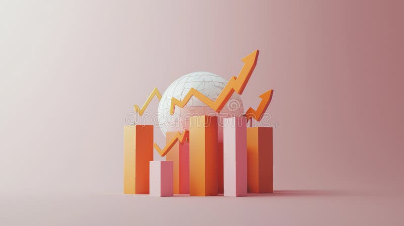 Bitcoin Growth Chart in Minimalist 8K 3D Rendering Stock Illustration ...