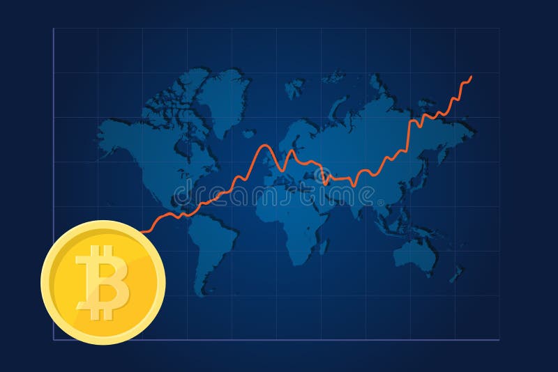Bitcoin Growth Infographic with Bitcoin Digital Currency and Map World ...