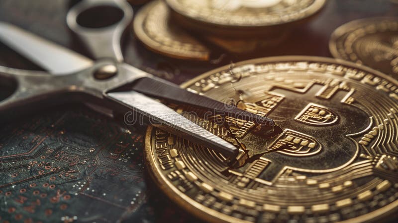 Bitcoin Halving: this Image Depicts a Bitcoin Coin Being Cut in Half ...