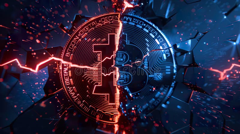 Bitcoin Halvingconcept in High-tech Representation. Generative AI Stock ...