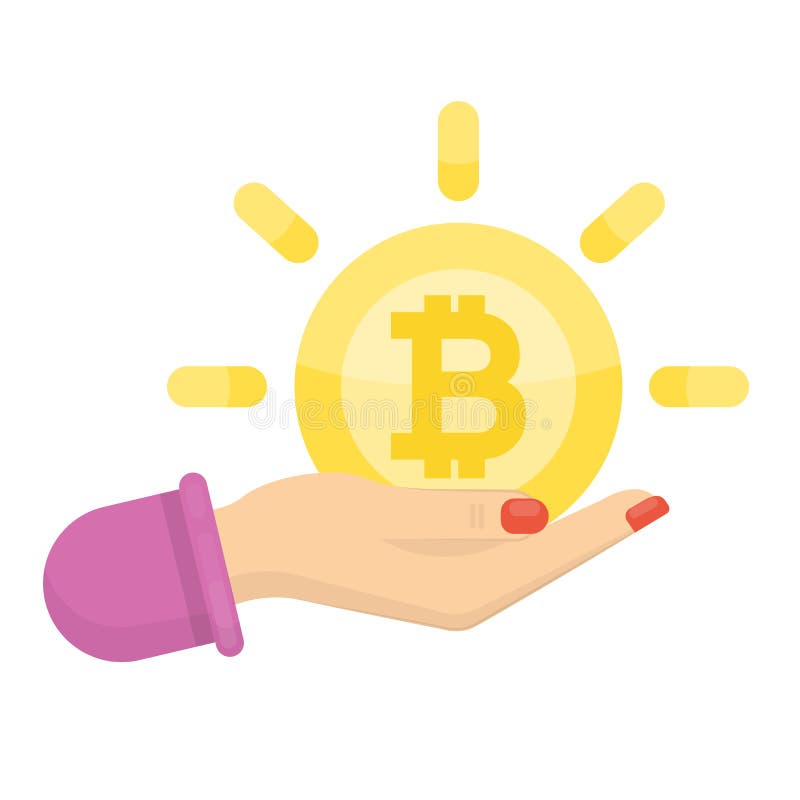 Bitcoin in hand. stock vector. Illustration of abstract - 103800451
