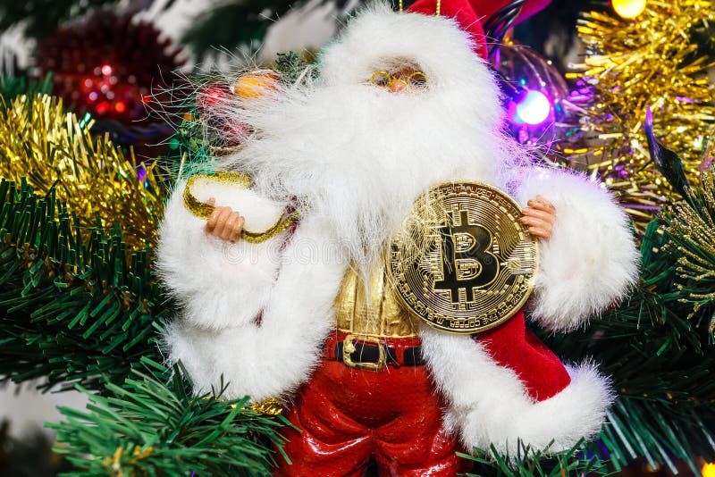 Bitcoin in the Hand of Santa Claus Stock Photo - Image of electronic ...