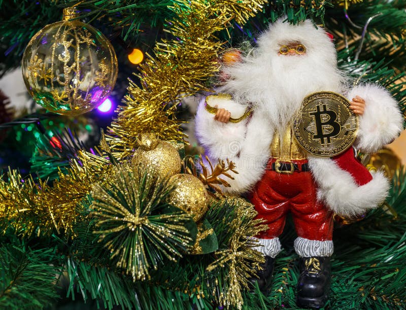 Bitcoin in the Hand of Santa Claus Stock Photo - Image of electronic ...