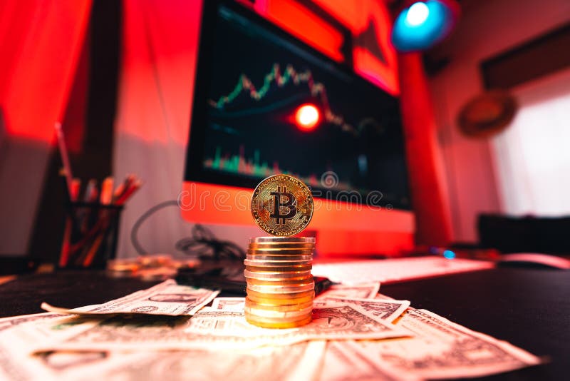 Bitcoin on a Home Computer Chart Stock Image - Image of market ...