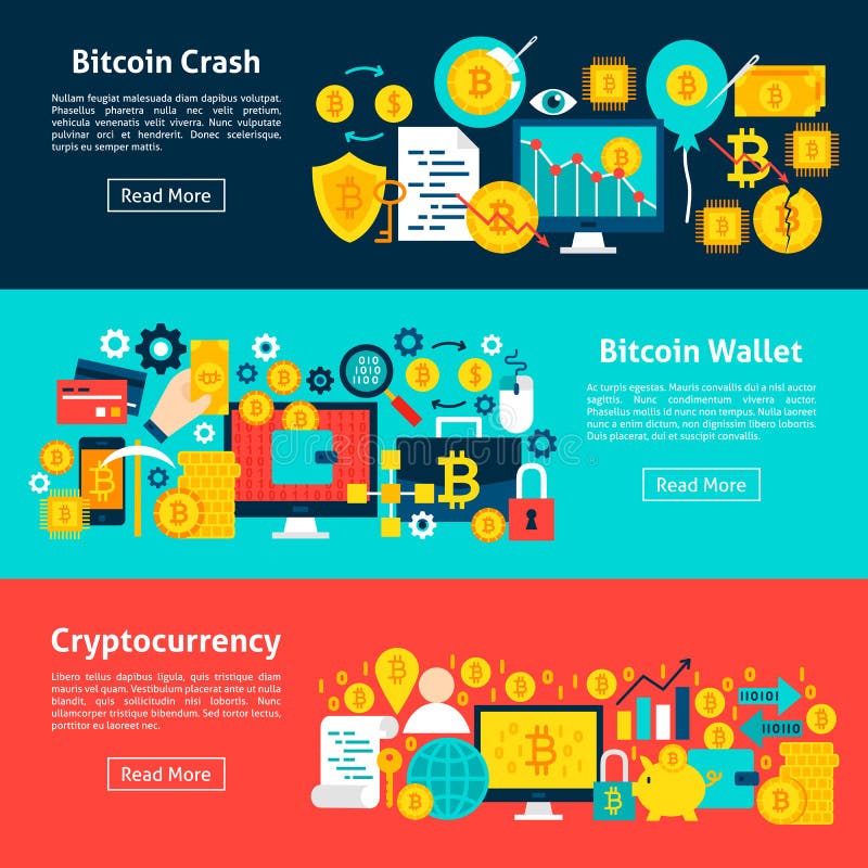 Bitcoin Horizontal Banners stock vector. Illustration of cryptocurrency ...