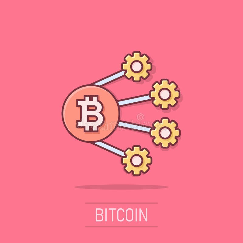 Bitcoin Icon in Comic Style. Blockchain Cartoon Vector Illustration on ...