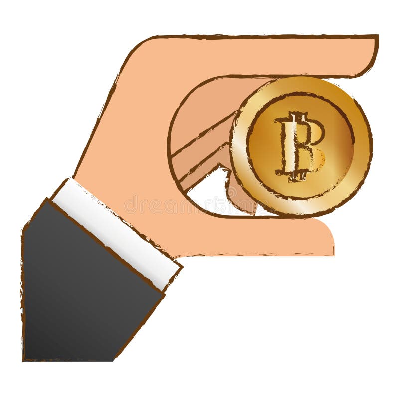 Bitcoin Icon, Money Symbol in the Hand Stock Illustration ...