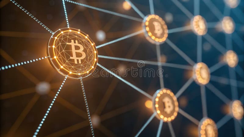 Bitcoin Icon Surrounded by Interconnected Lines Representing Real-time ...