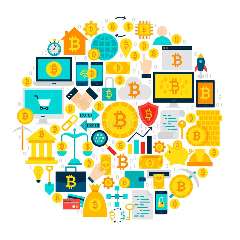 Bitcoin Icons Circle stock vector. Illustration of isolated - 105233544