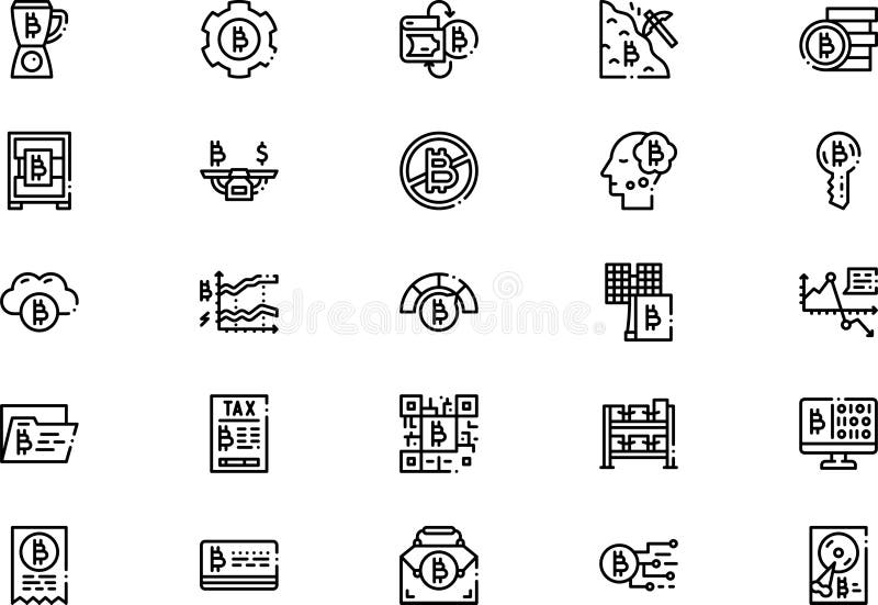 Bitcoin Icons Collection is a Vector Illustration with Editable Stroke ...