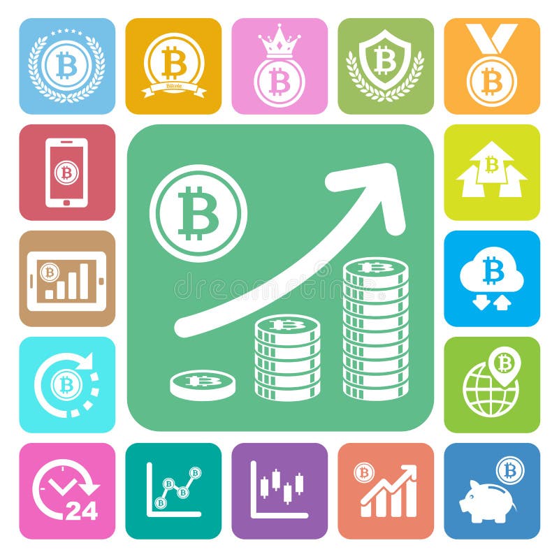 Bitcoin icons set stock vector. Illustration of money - 37871371