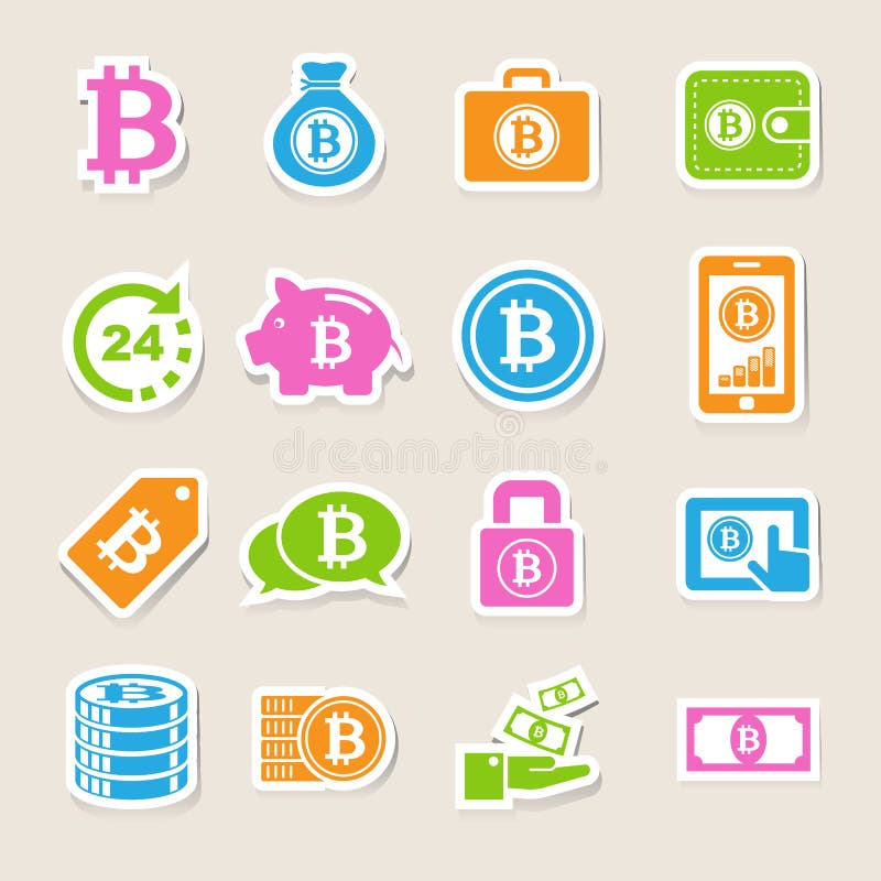 Bitcoin icons set stock vector. Illustration of money - 37871371