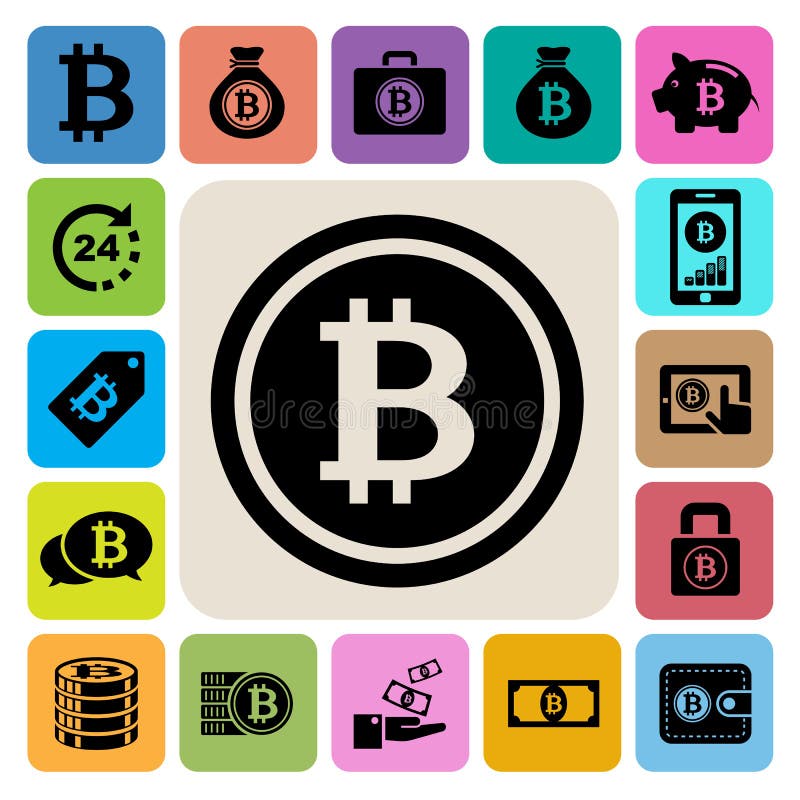 Bitcoin icons set stock vector. Illustration of money - 37871371