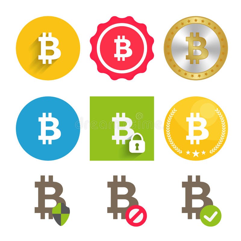 Bitcoin icons set stock vector. Illustration of banking - 48210932
