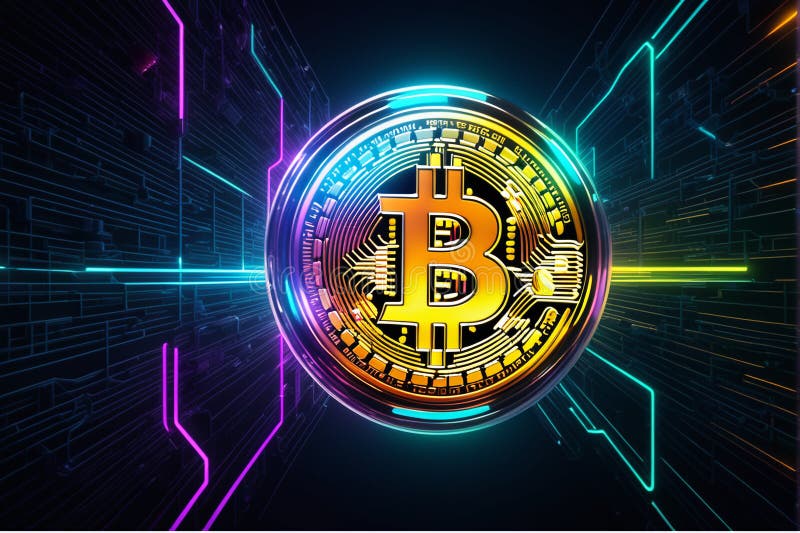 Bitcoin Illuminated by Amazing Neon Lights 3d Illustration, Crypto ...