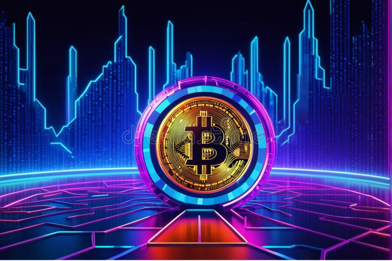 Bitcoin Illuminated by Amazing Neon Lights 3d Illustration, Crypto ...