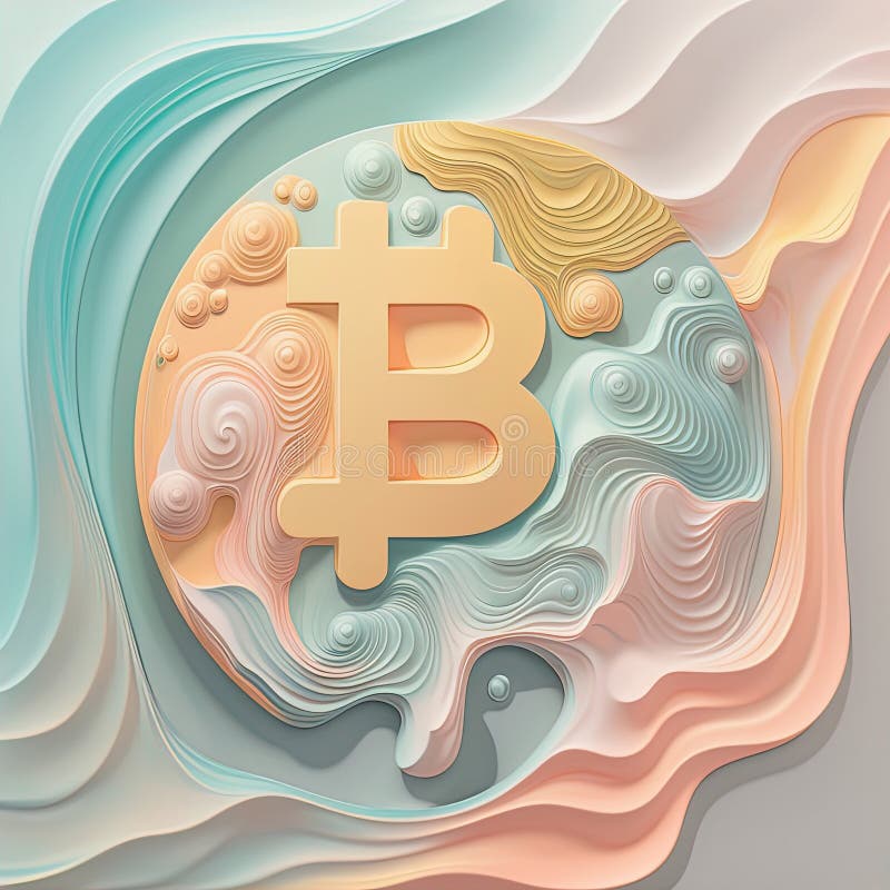 Abstract Bitcoin Illustration in Pastel Colors on Dynamic Background ...