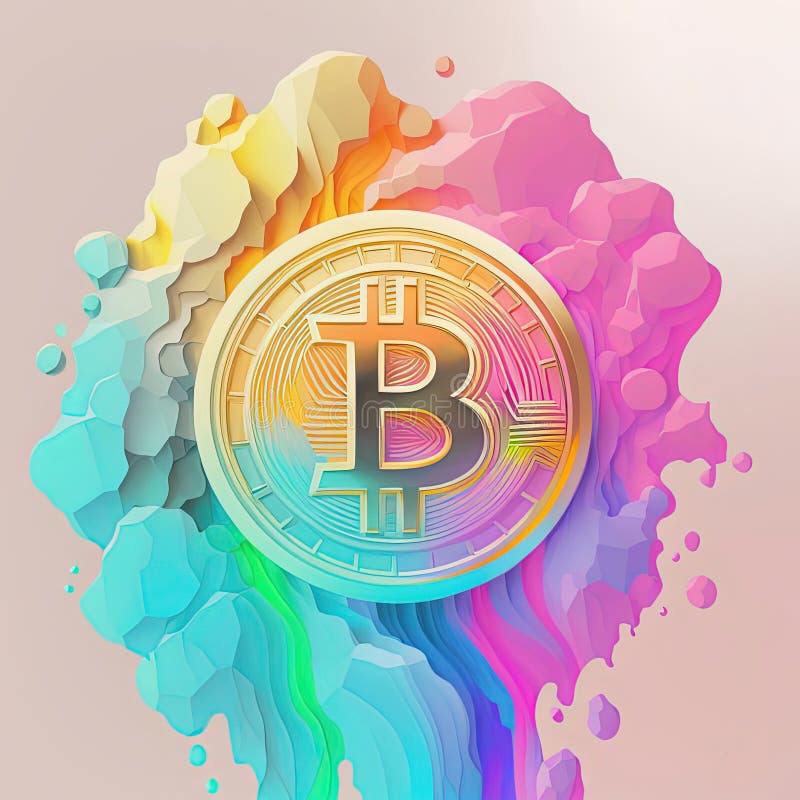 Abstract Bitcoin Illustration in Pastel Colors. Generaive AI Stock ...