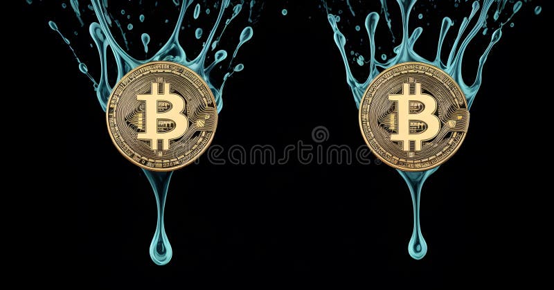 Bitcoin Immersed in Blue Liquid Stock Image - Image of fluid, vibrant ...