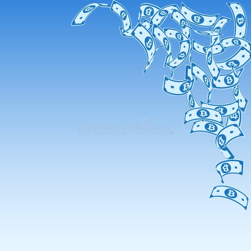 Bitcoin, Internet Currency Notes Falling. Floating Stock Vector ...
