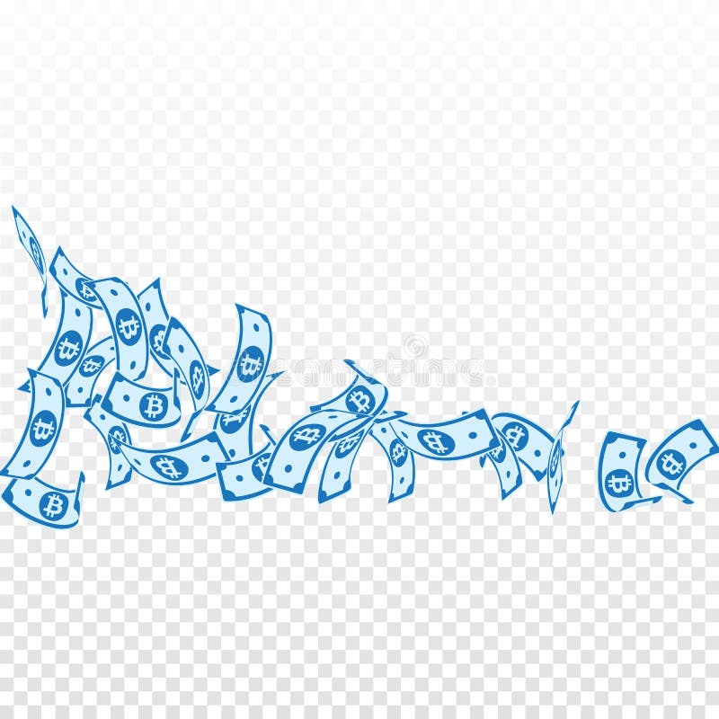 Bitcoin, Internet Currency Notes Falling. Floating Stock Vector ...
