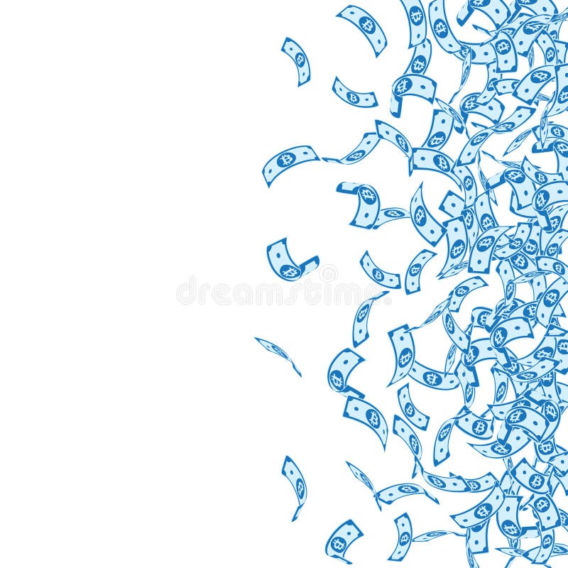 Bitcoin, Internet Currency Notes Falling. Small BT Stock Vector ...