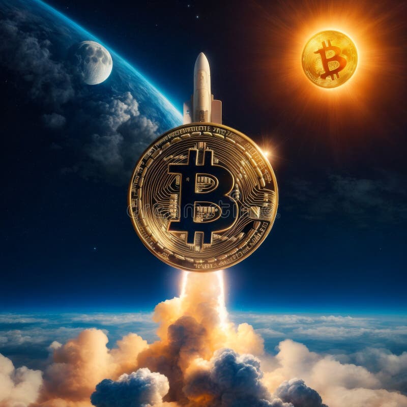 Bitcoin Launch into Space stock image. Image of space - 310943725
