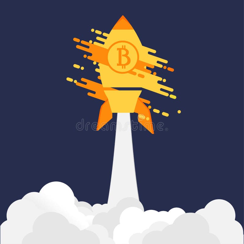 Bitcoin launching rocket. stock illustration. Illustration of banking ...