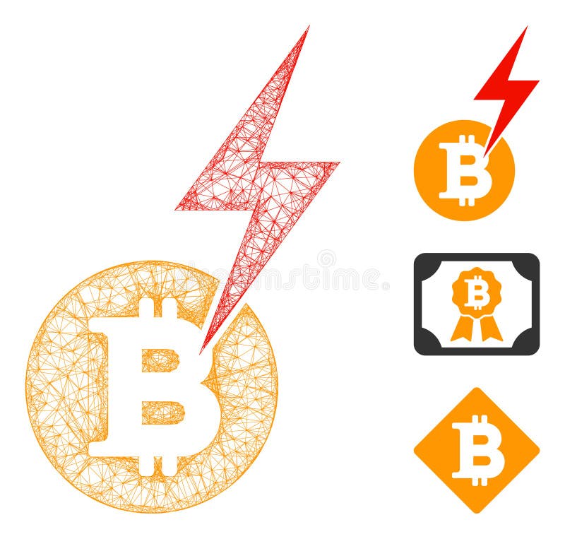 Bitcoin Lightning Strike Polygonal Web Vector Mesh Illustration Stock ...
