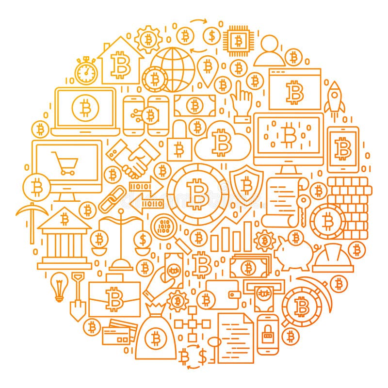 Bitcoin Line Icon Circle Design Stock Vector - Illustration of finance ...